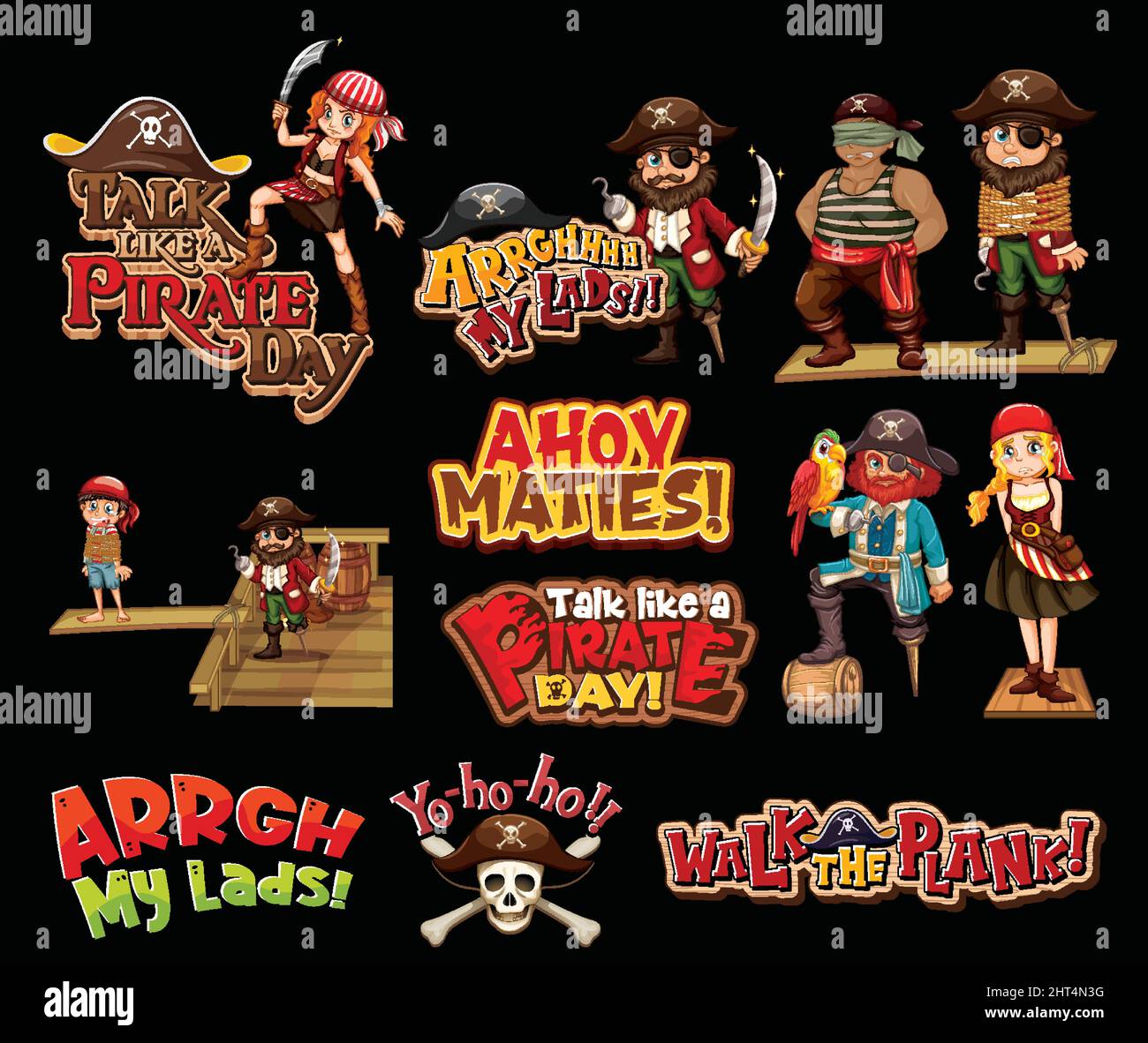 Set of pirate phrases banners illustration Stock Vector Image & Art - Alamy