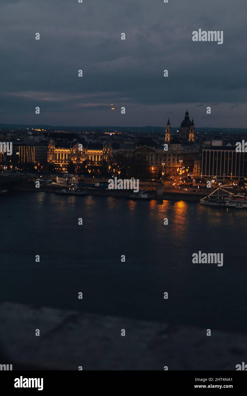 Vertical shot of Budapest at night Stock Photo - Alamy