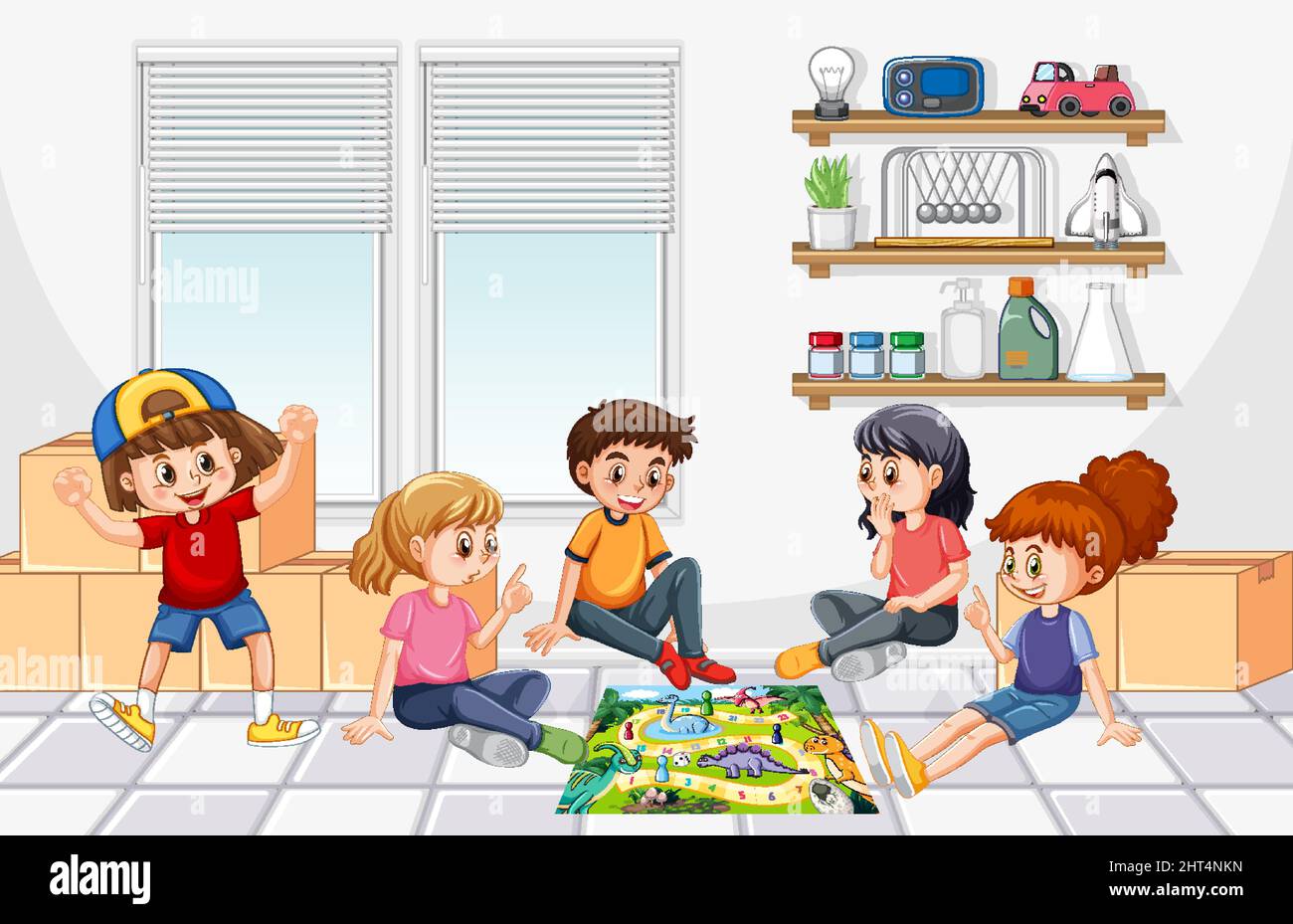 Kids Playing Indoors Clipart