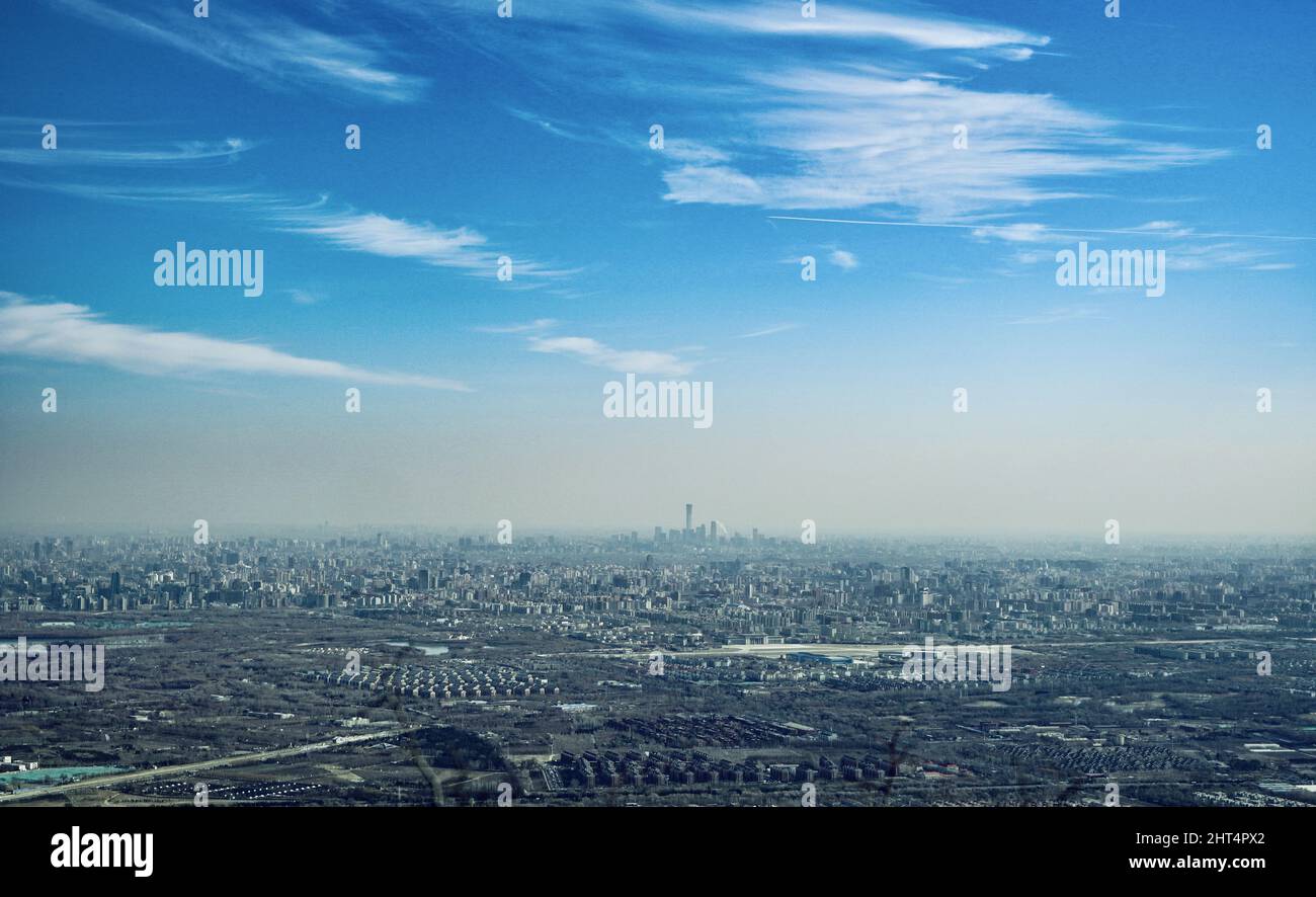 Aerial view of a blue sky over the skyline in Beijing Stock Photo - Alamy