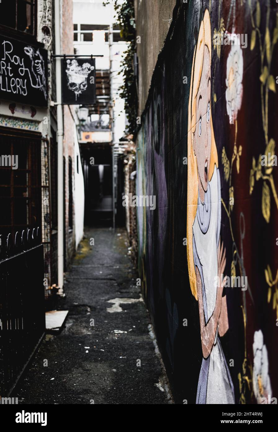Vertical shot of the street Disney Graffiti in Brighton. United Kingdom ...