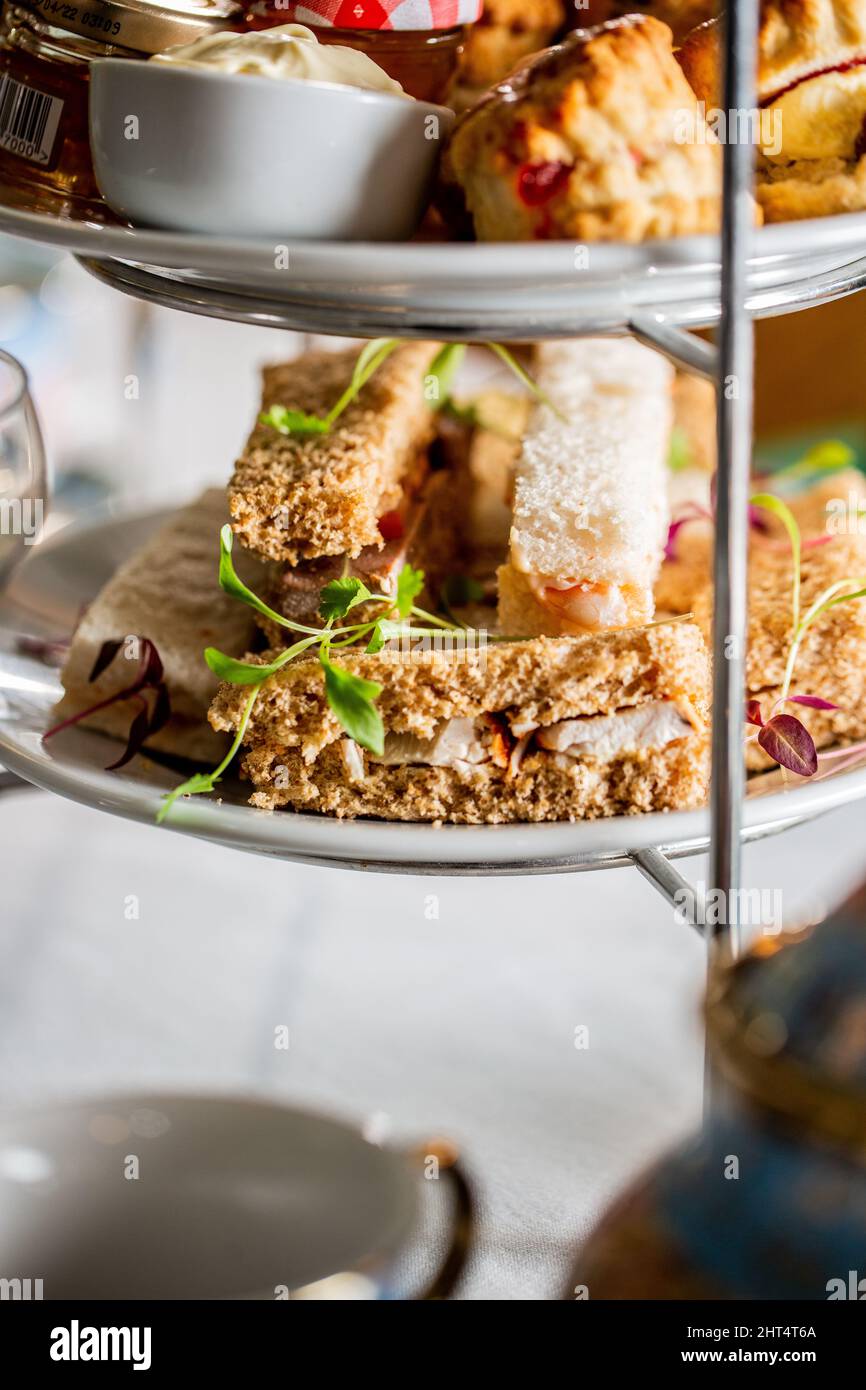 Table full of different appetizing desserts in the restaurant Stock ...