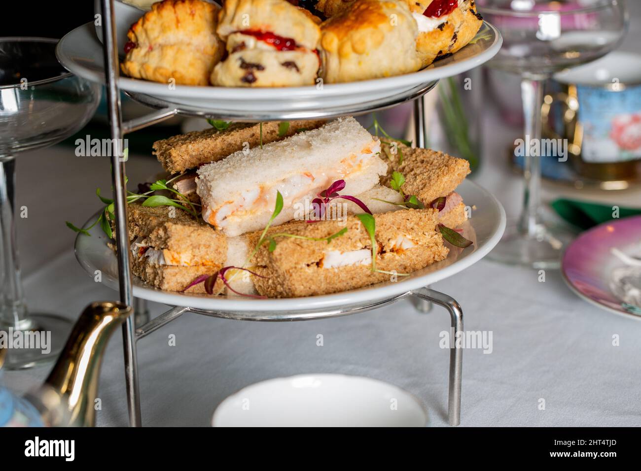 Fourchette table full of various snacks in the restaurant Stock Photo ...