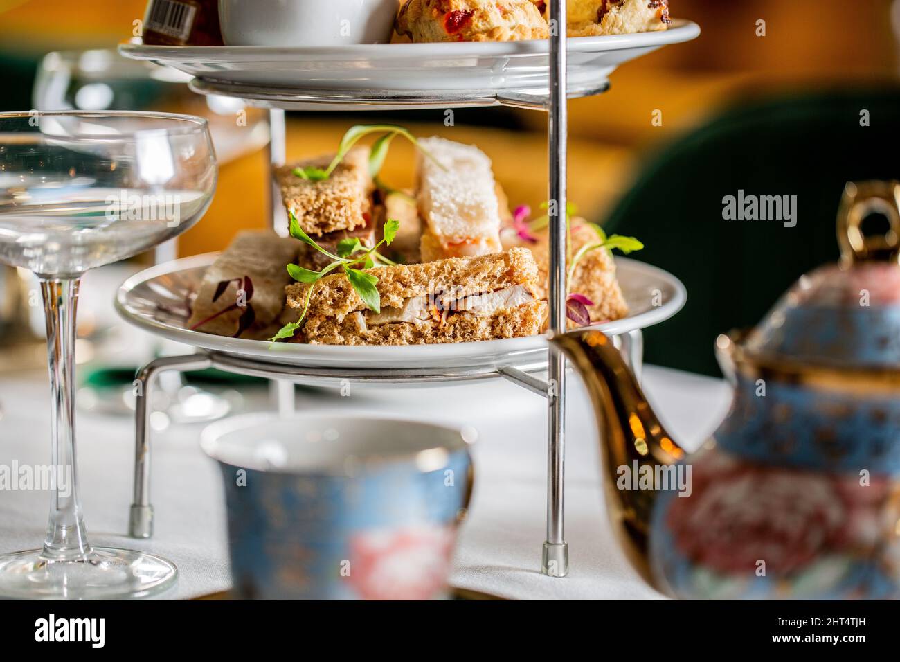 Table full of different appetizing desserts in the restaurant Stock ...