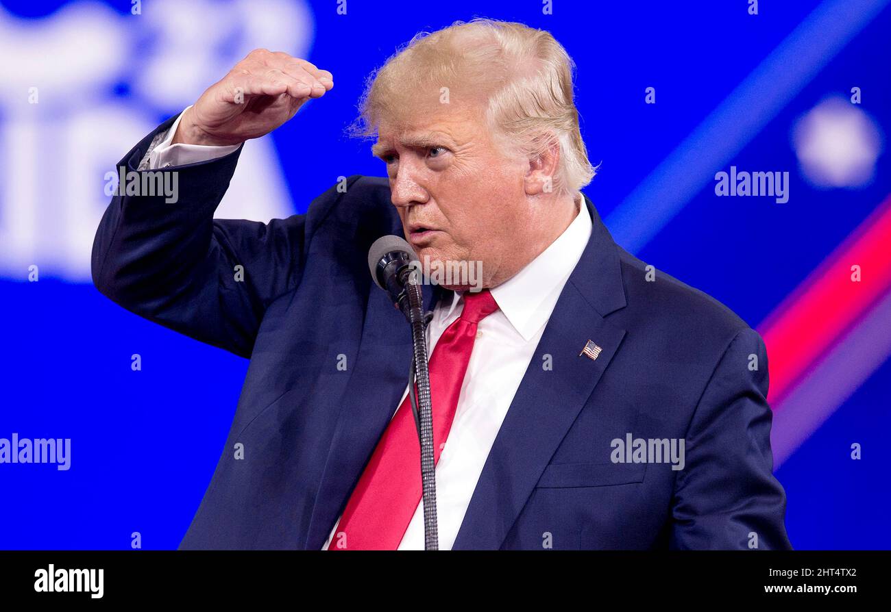 Orlando, Florida, USA. 26th Feb, 2022. DONALD TRUMP speaks at the 2022 ...