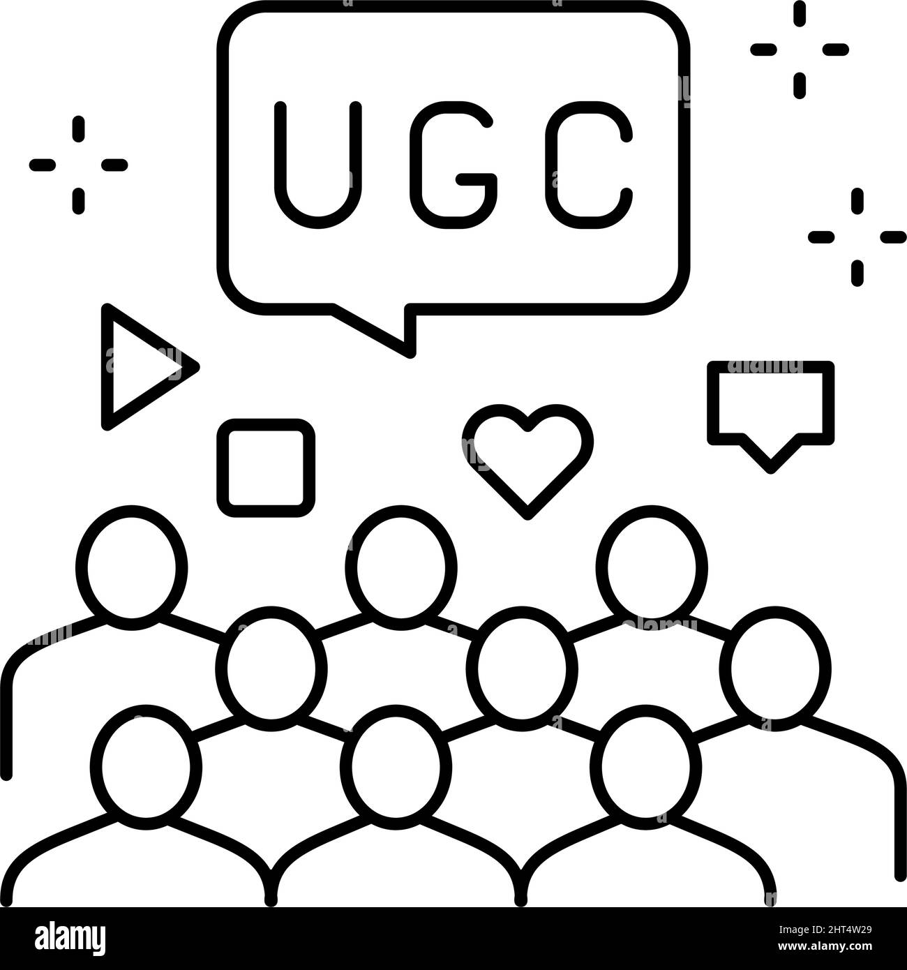 public social media users ugc line icon vector illustration Stock ...