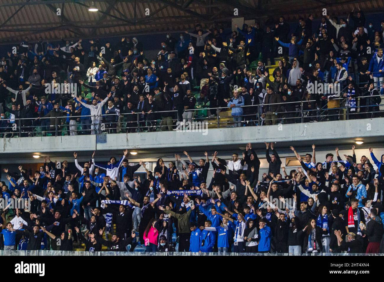Apollon fans shout slogans before the start of the game, Limassol ...