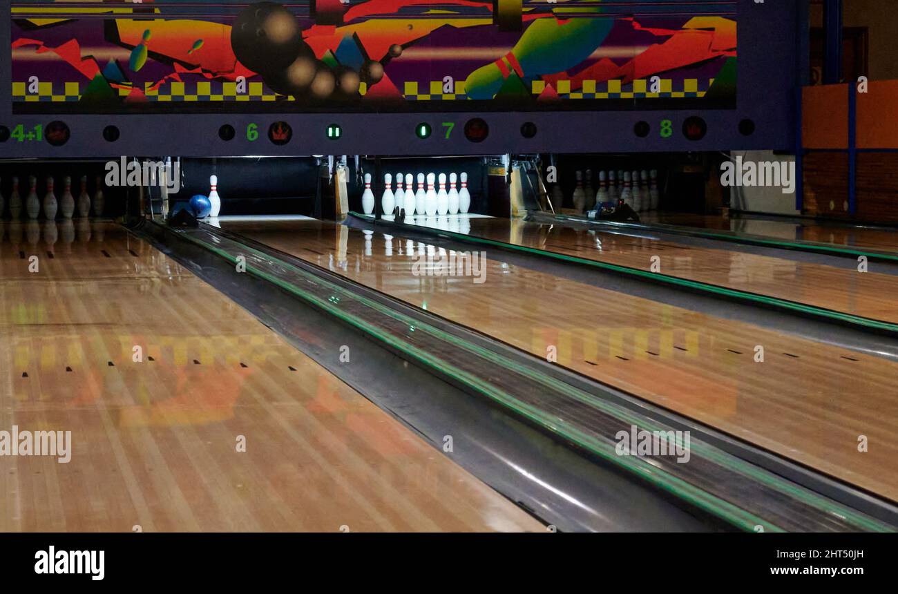Photo of a bowling game hall Stock Photo - Alamy