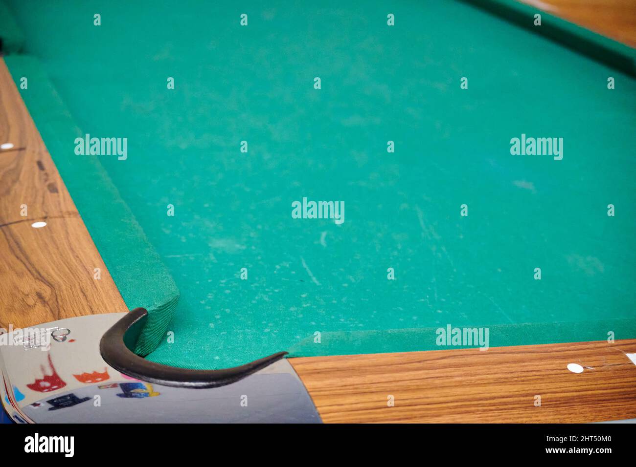Photo showing a corner of a billiard table Stock Photo - Alamy