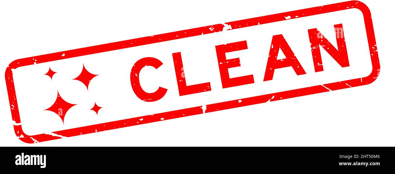 Grunge red clean word with blink icon rubber seal stamp on white ...