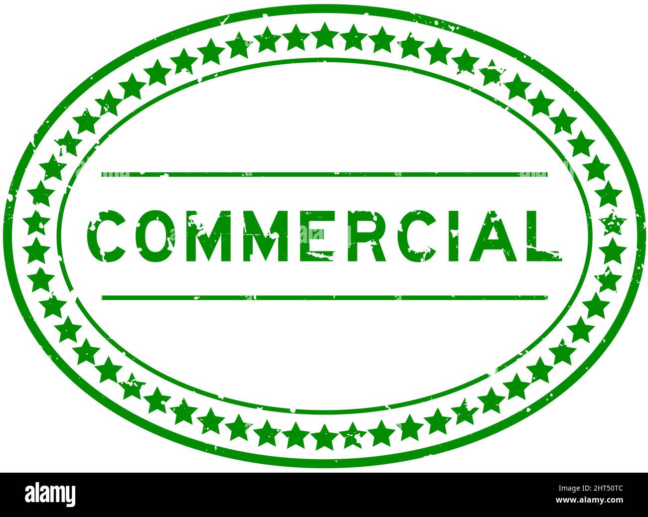 Grunge green commercial word oval rubber seal stamp on white background ...