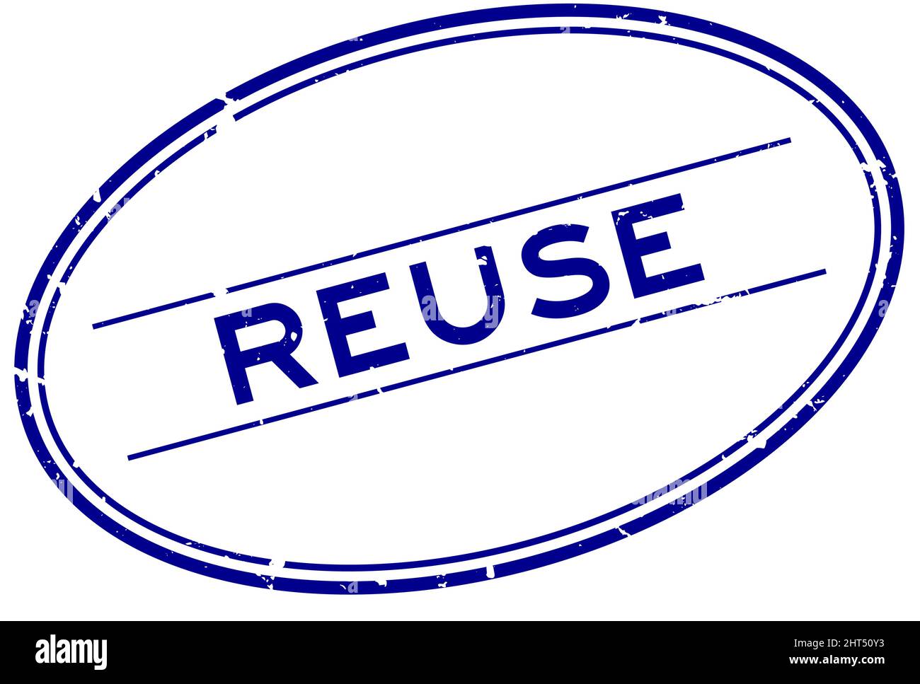 Grunge blue reuse word oval rubber seal stamp on white background Stock ...