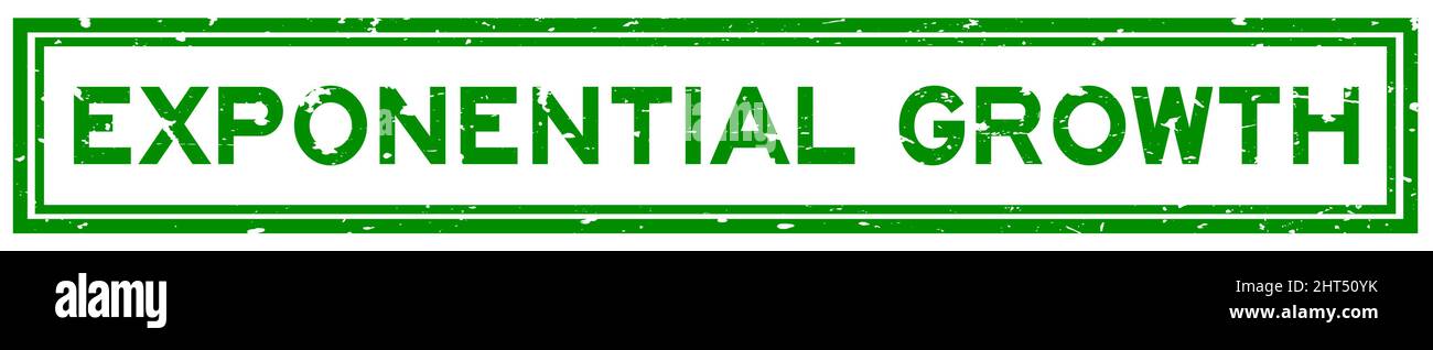 Grunge green exponential growth word square rubber seal stamp on white ...