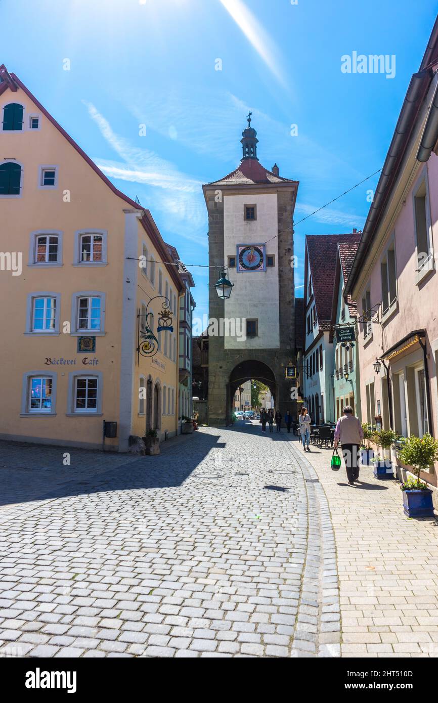 Typical medieval architecture of Rothenburg ob der Tauber town in ...