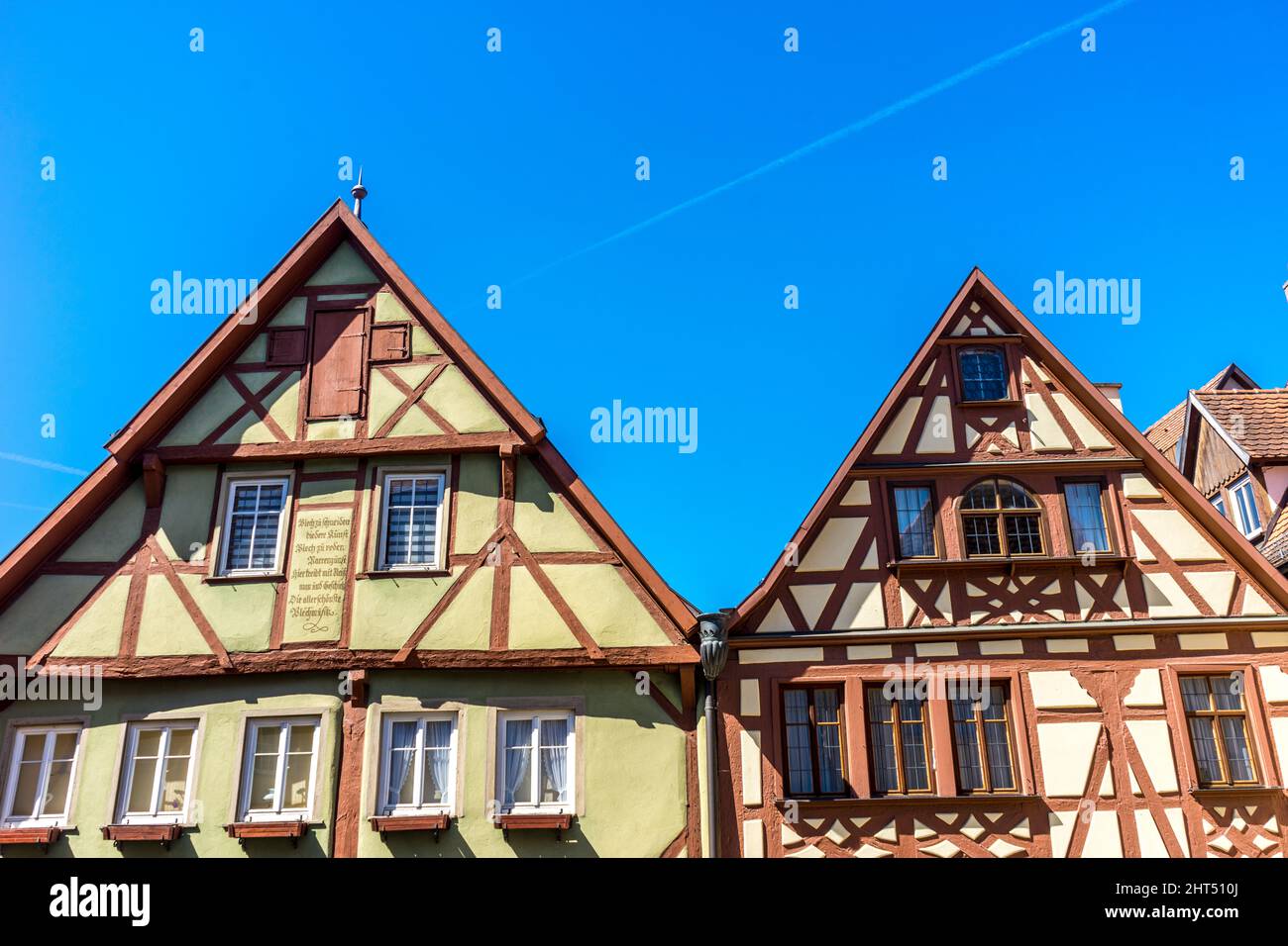 Exterior facade of traditional german timber frame house against blue ...