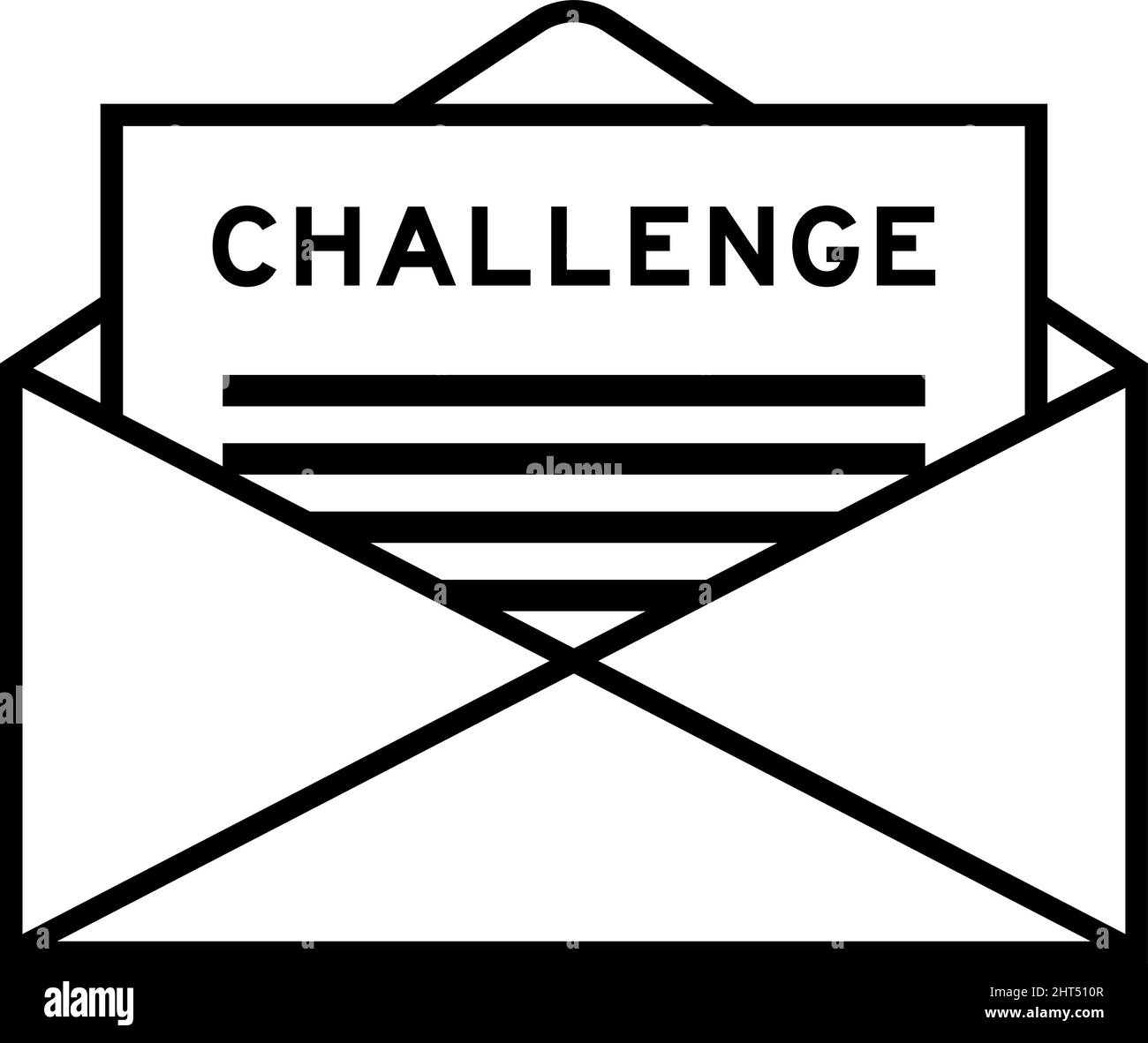 Envelope and letter sign with word challenge as the headline Stock ...