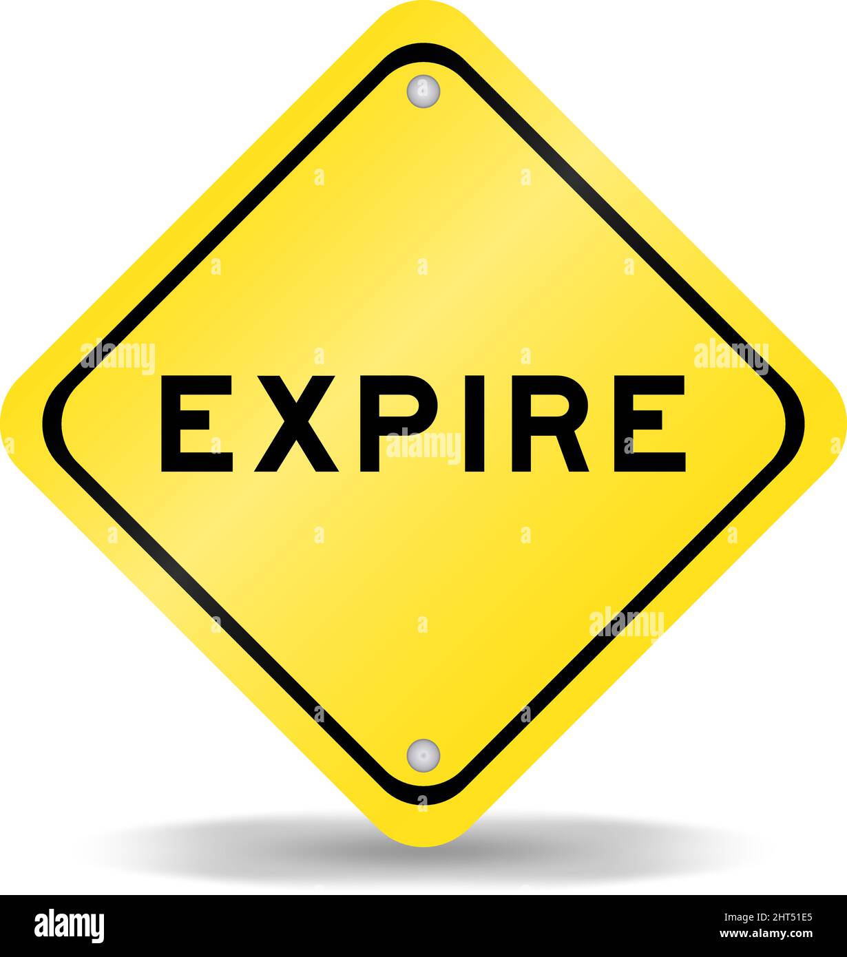 Yellow color transportation sign with word expire on white background ...