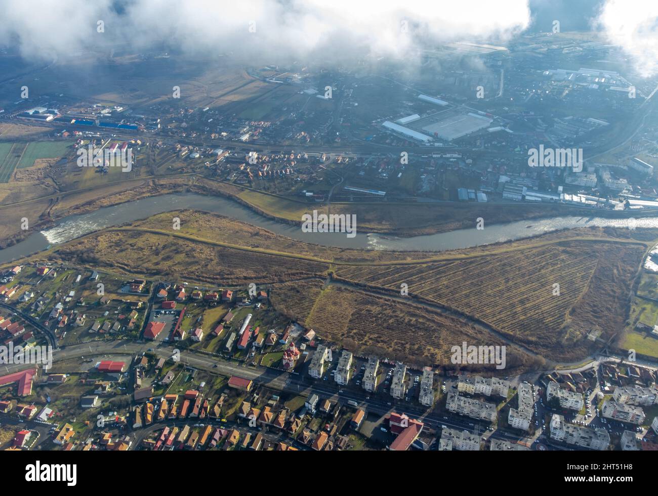 District of the city of Reghin in Romania seen from above Stock Photo ...