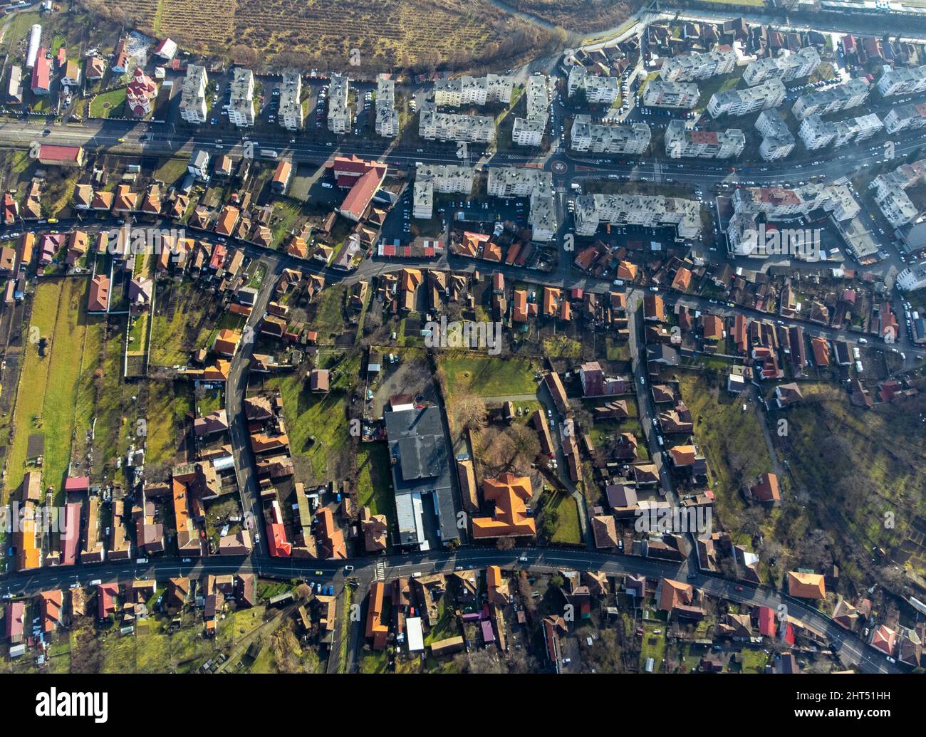 District of the city of Reghin in Romania seen from above Stock Photo ...