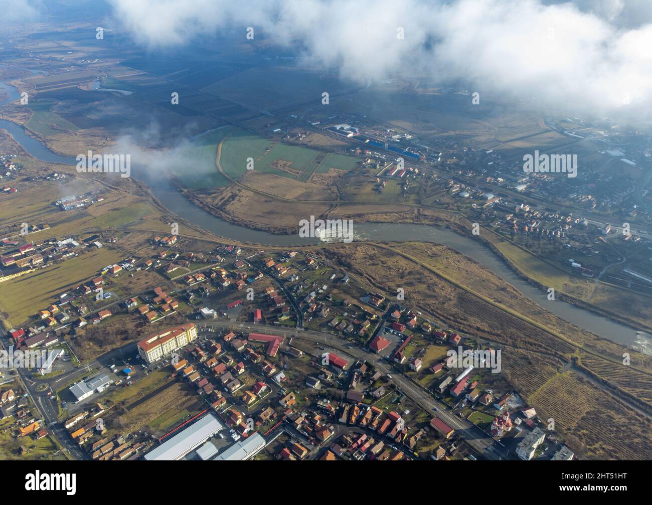 District of the city of Reghin in Romania seen from above Stock Photo ...