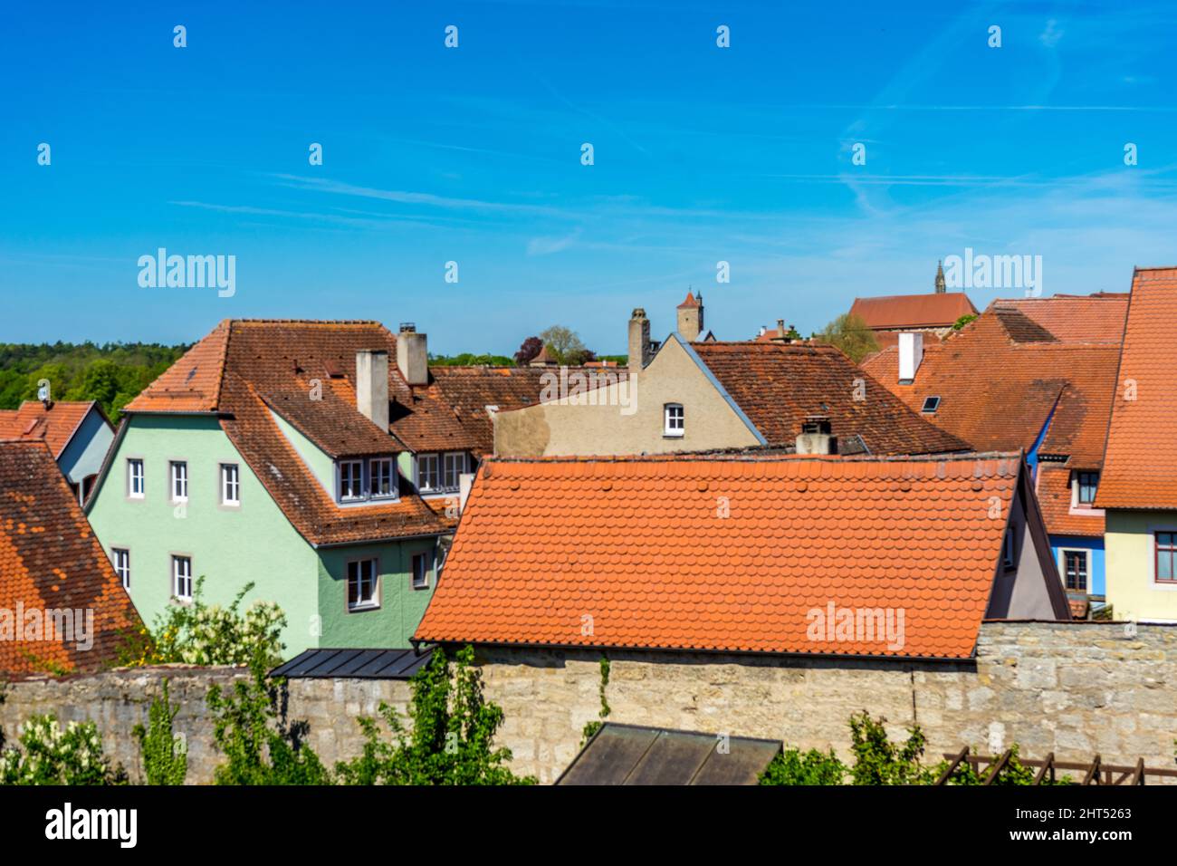 Typical medieval architecture of Rothenburg ob der Tauber town in ...