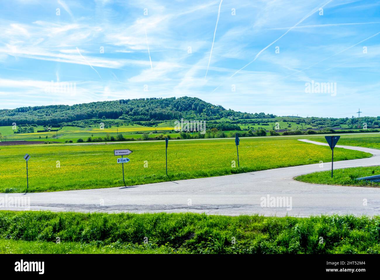 Beautiful view of a fresh green grass field in Frankfurt, Germany Stock ...