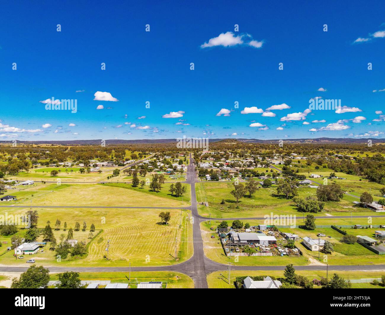 Aerial View at the town of Ashford in Australia under a clear blu e sky ...