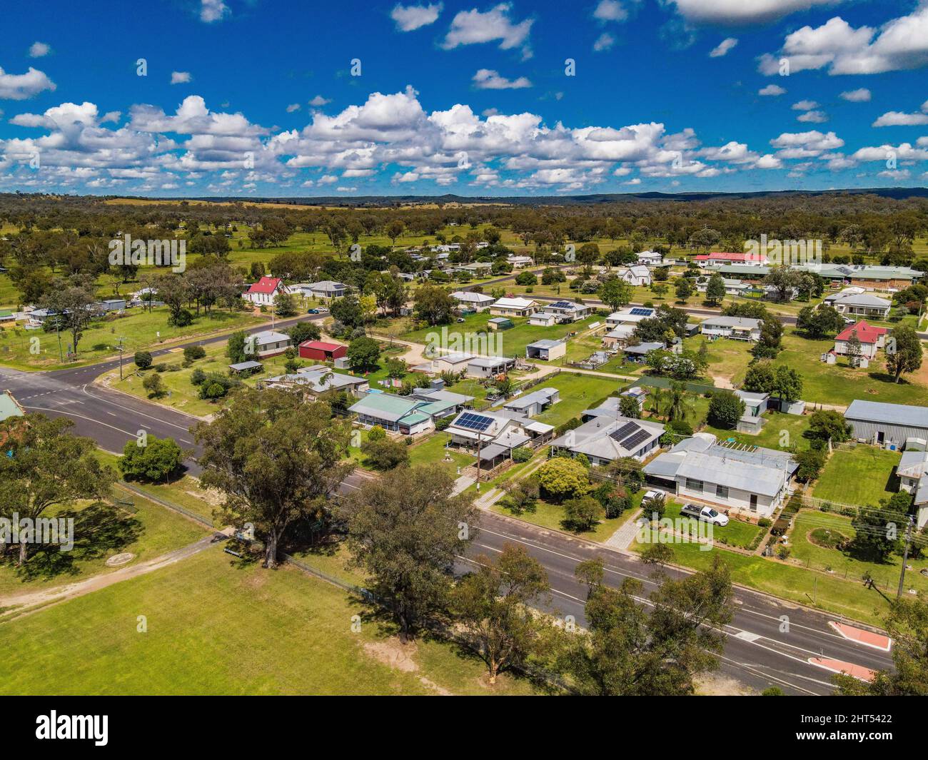 Aerial View at the town of Ashford in Australia under a clear blu e sky ...