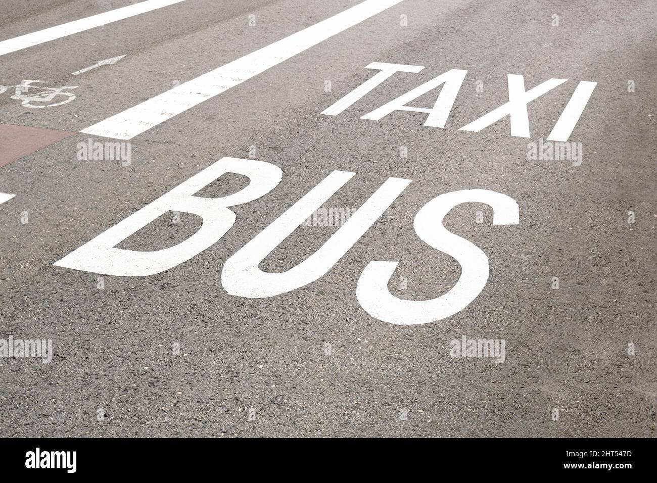 Bus taxi cycle lane hi-res stock photography and images - Alamy