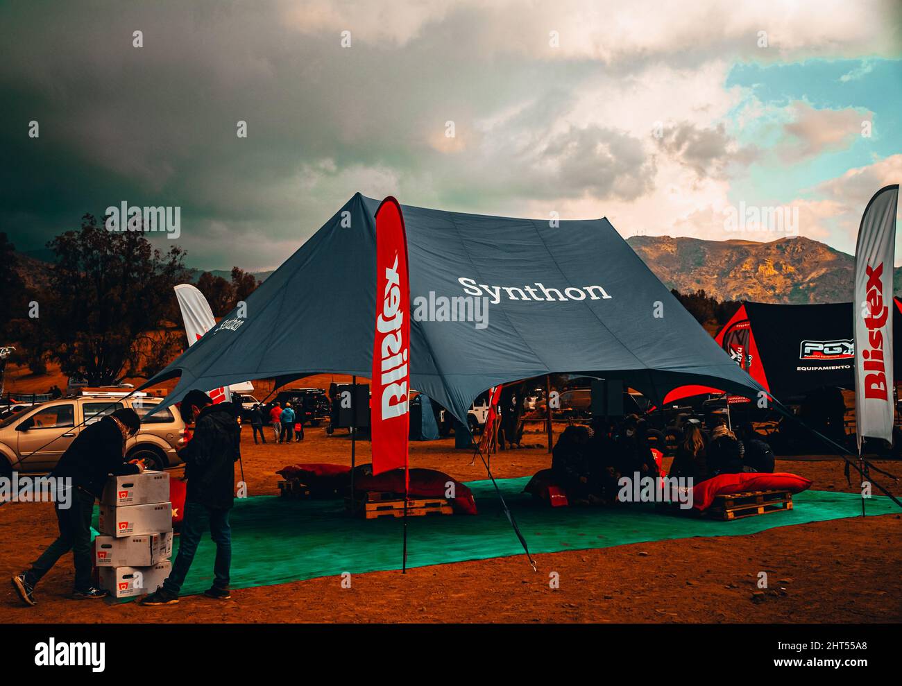 An offroad course and a Synthon tent Stock Photo - Alamy