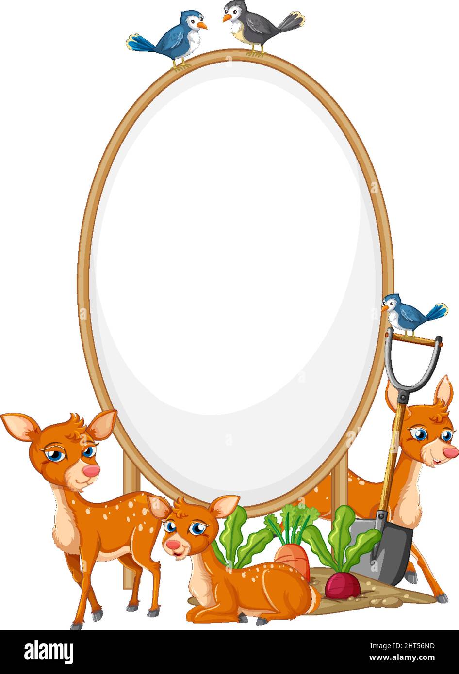 Deer with wooden sign banner illustration Stock Vector Image & Art - Alamy