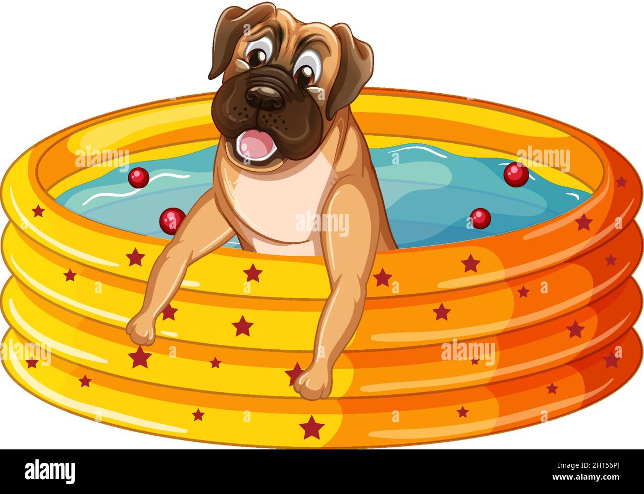 Cute puppy dog in rubber swimming pool illustration Stock Vector Image ...