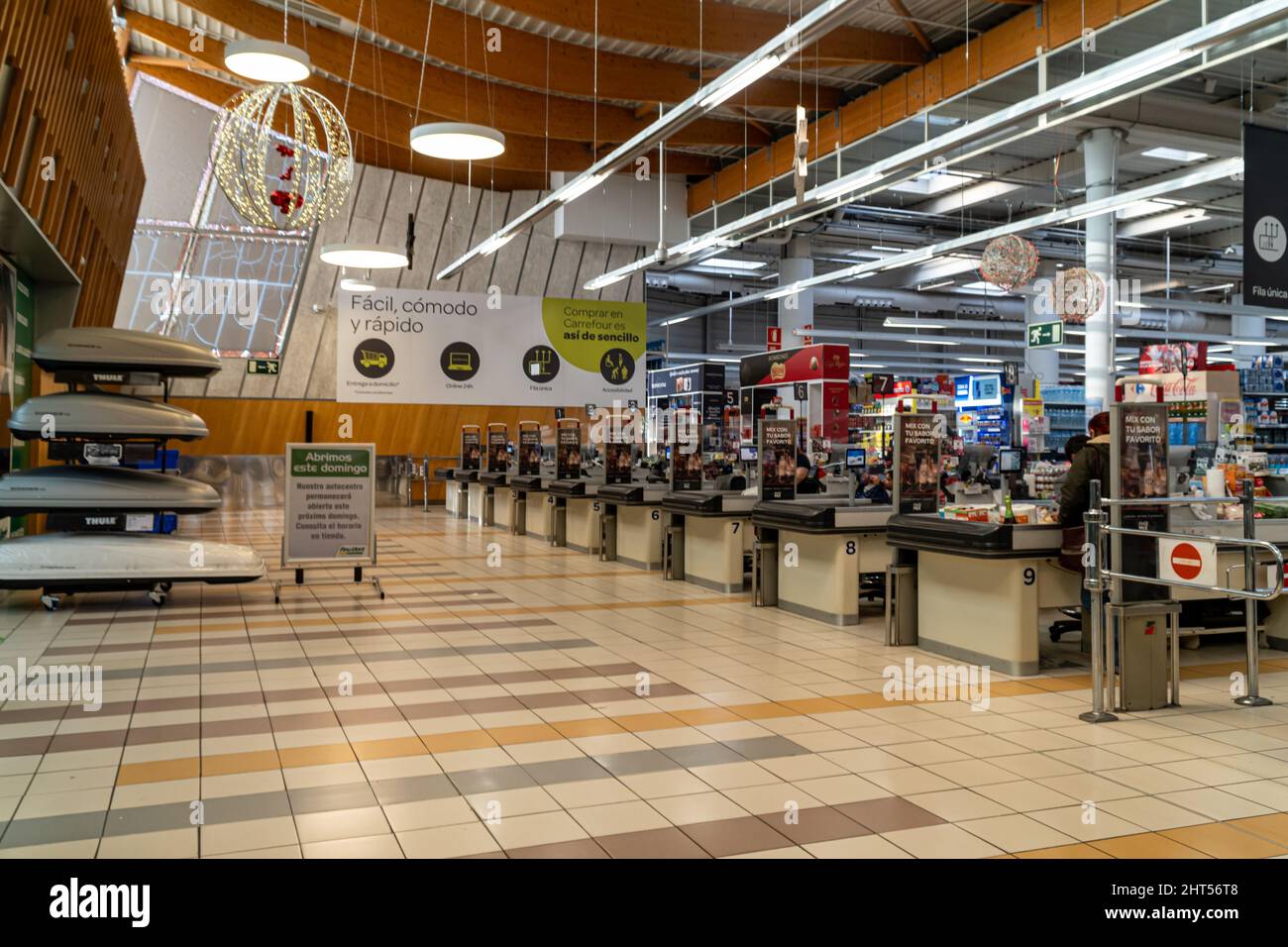 View of the interior of Carrefour supermarket in the Parque Rivas ...