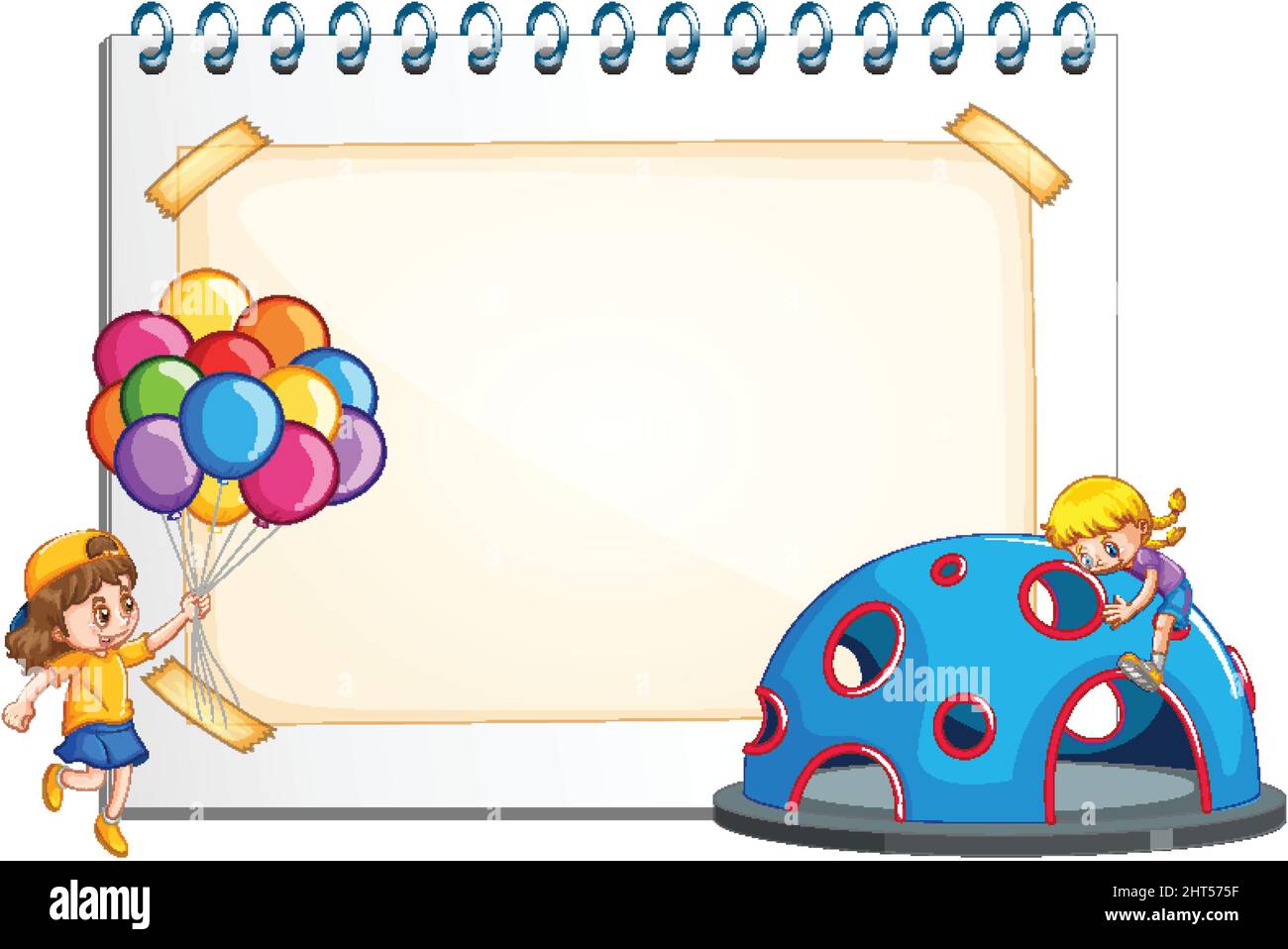 Blank note page frame with children illustration Stock Vector Image ...
