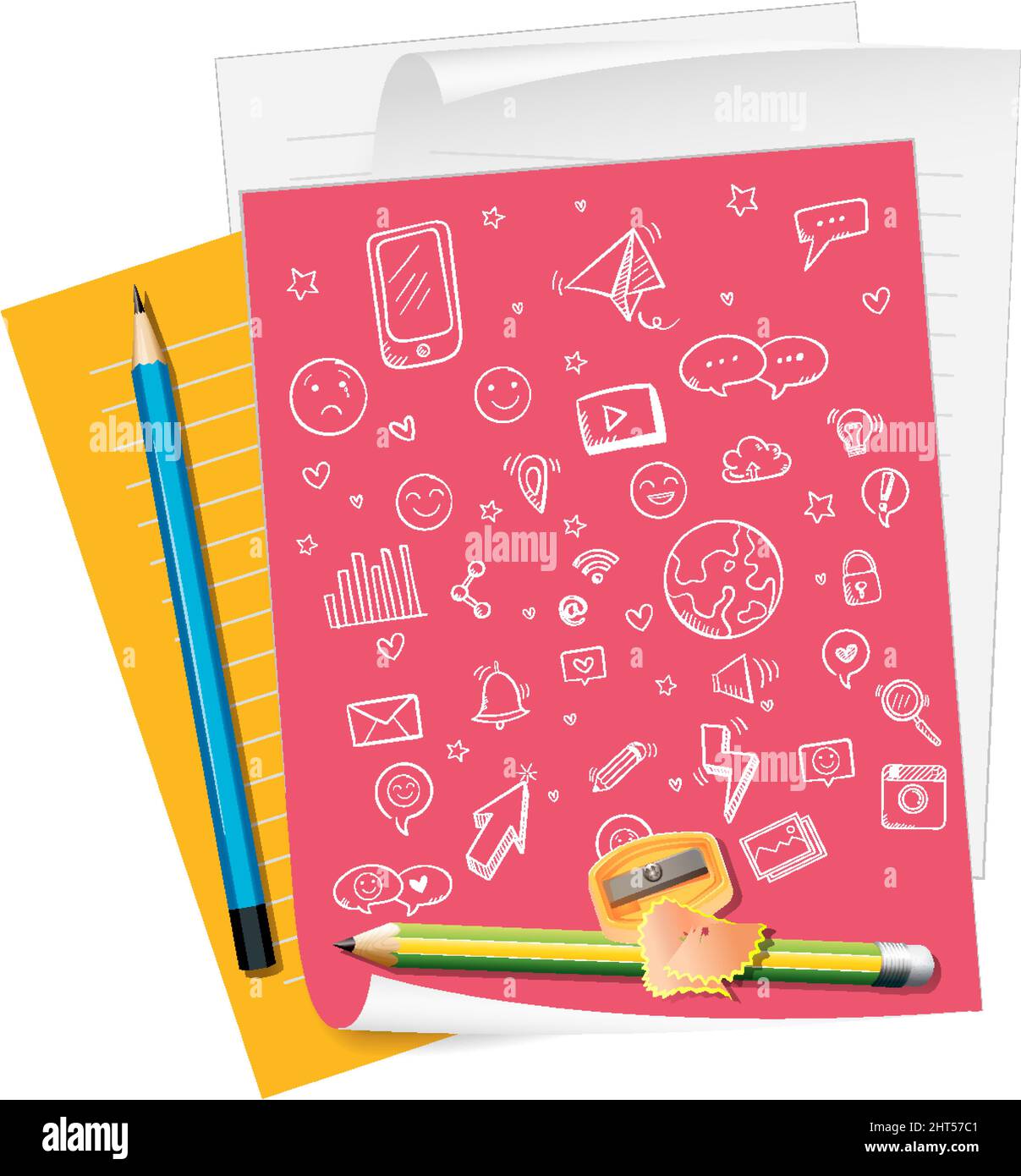 Hand drawn doodles on paper with a pencil illustration Stock Vector ...