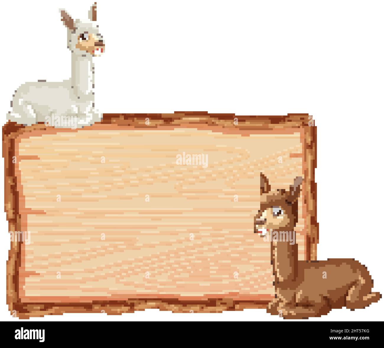 Alpaca with wooden sign banner illustration Stock Vector Image & Art ...