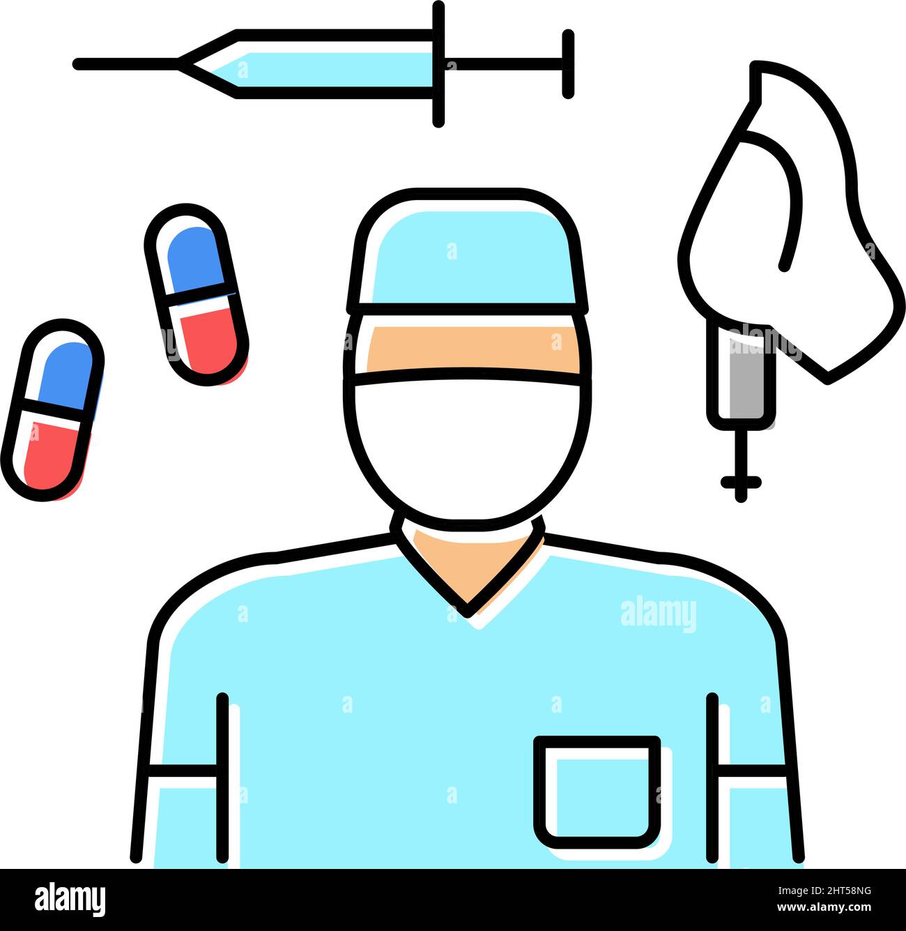 anesthesiologist anesthesia tool and drug color icon vector ...