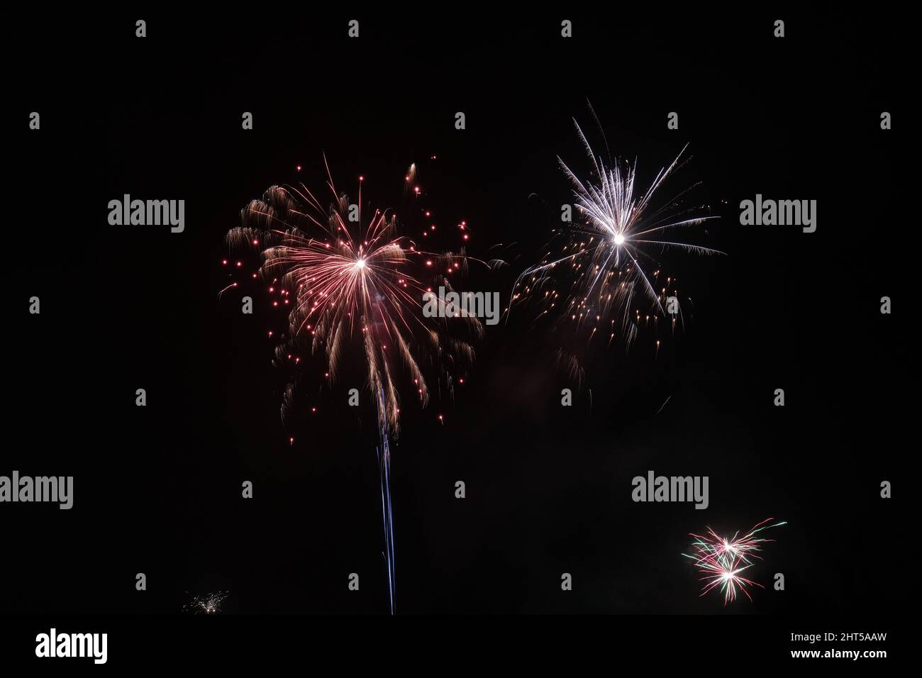 Beautiful fireworks in the night sky Stock Photo - Alamy