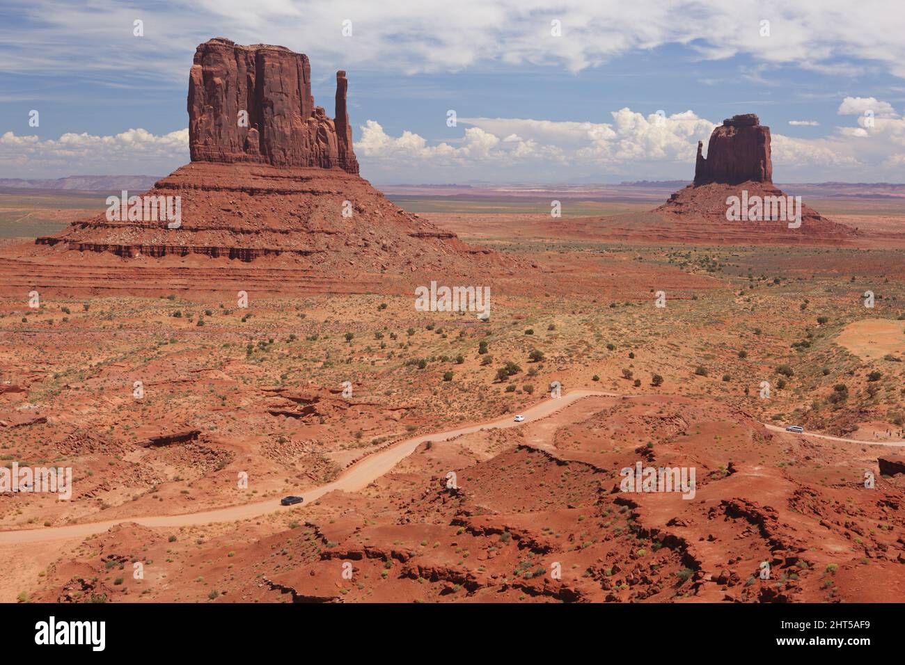 Two red sandstone buttes in Monument Valley Navajo Tribal Park at ...