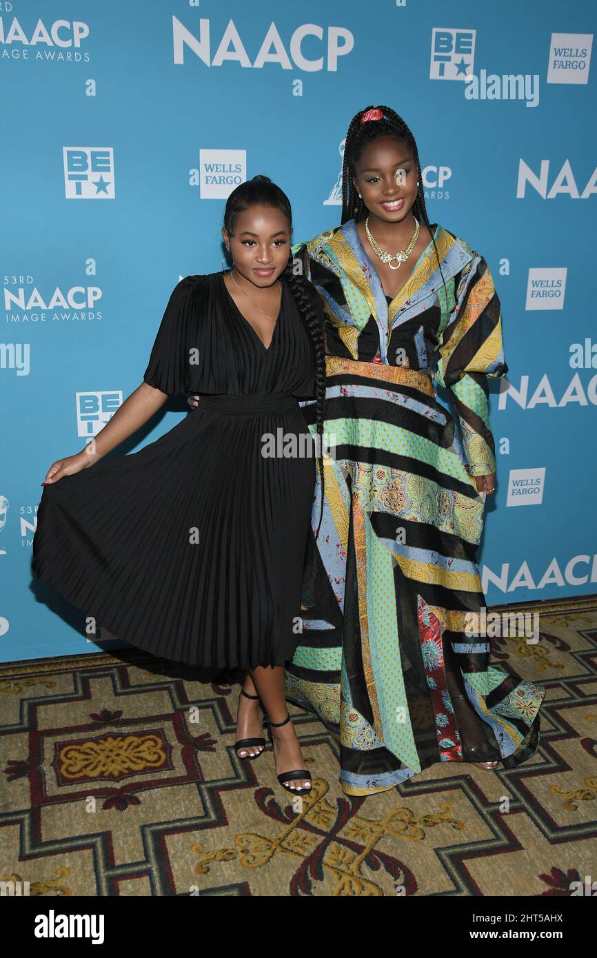Los Angeles, USA. 26th Feb, 2022. Layla Crawford and Danielle Lawson arrive at the 53rd NAACP ...
