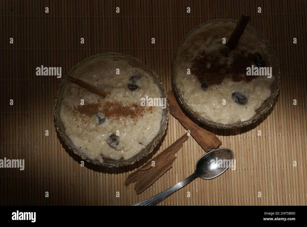 Vertical top view of delicious traditional venezuelan sweet rice ...