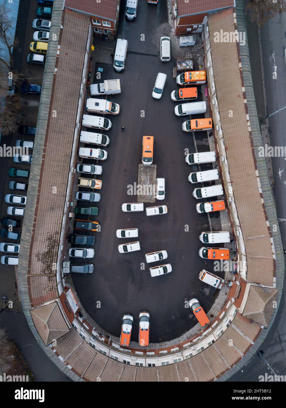 Top view shot of a parking in Sofia, Bulgaria Stock Photo - Alamy