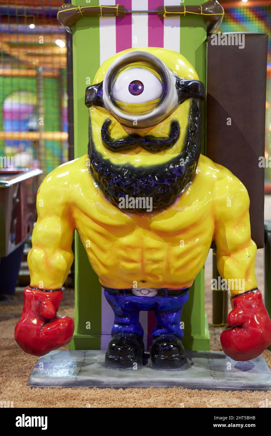 Yellow Minion figurine in the indoor playground in Poznan, Poland Stock ...
