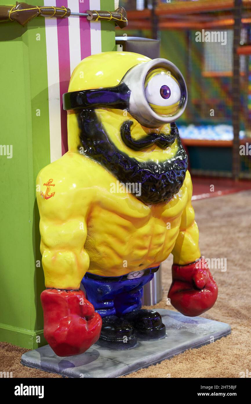 Yellow Minion figurine in the indoor playground in Poznan, Poland Stock ...