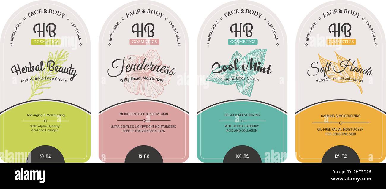 Herbal beauty, creams and cosmetic products label Stock Vector Image ...