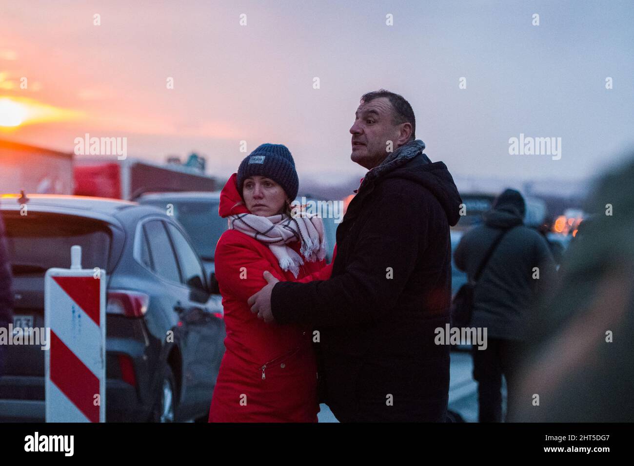 Ukrainian refugees are reunited with their loved ones at the Medyka ...