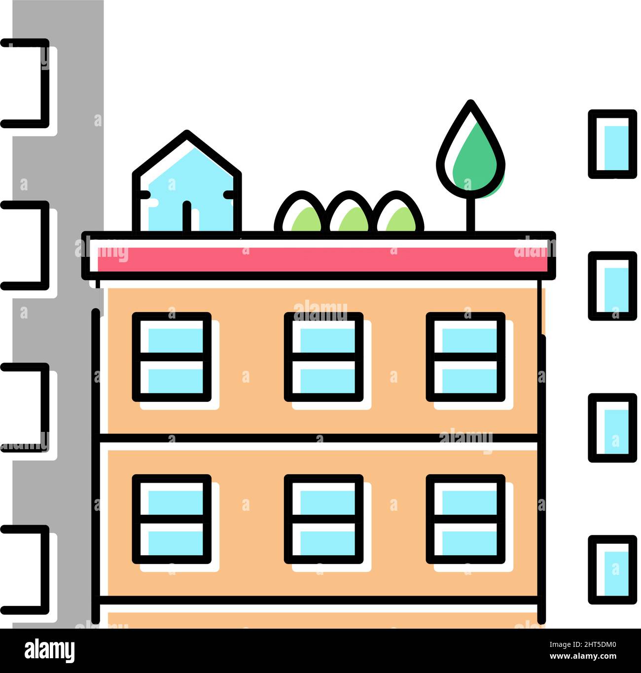 growth plant on building roof color icon vector illustration Stock ...