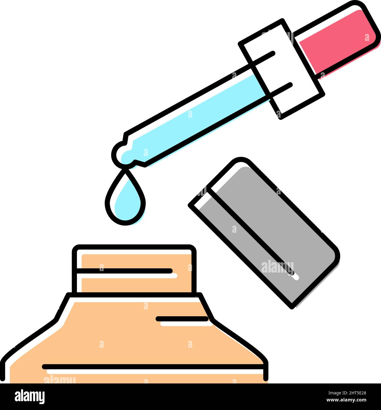medicine homeopathy liquid dropping from pipette color icon vector ...