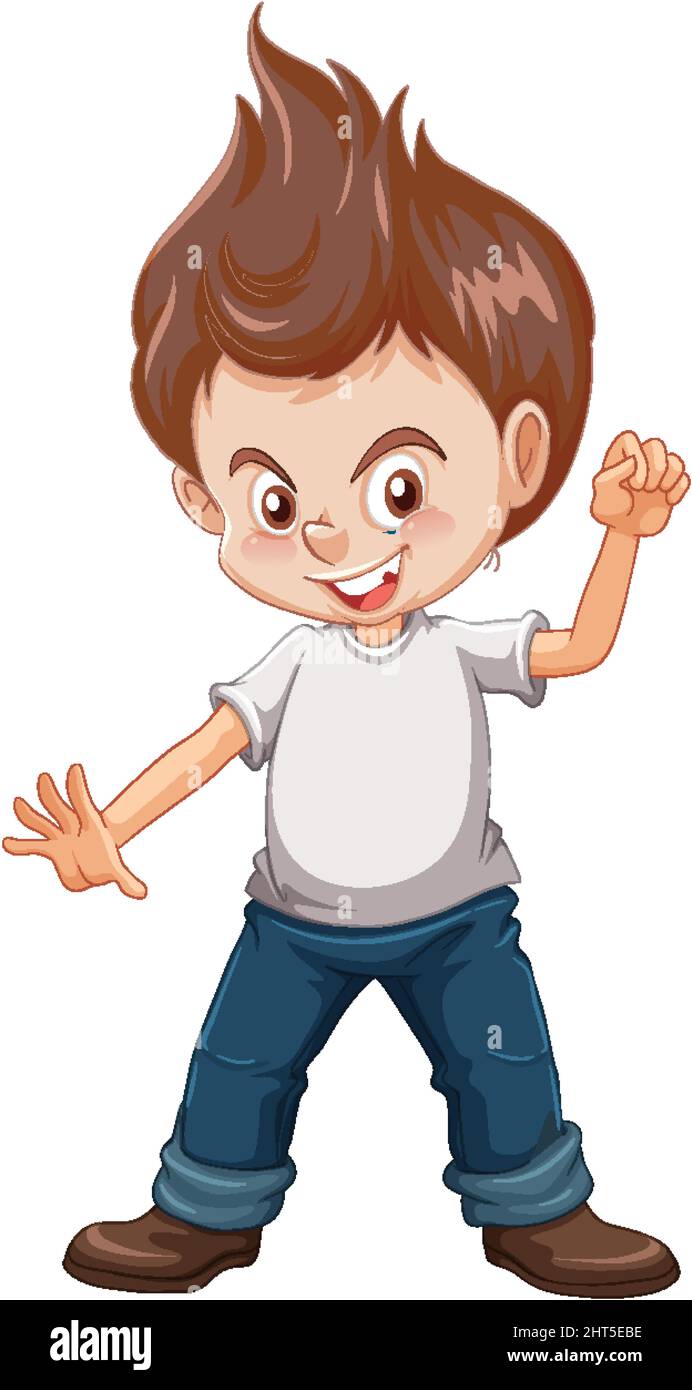 A boy standing on the floor cartoon character on white background ...