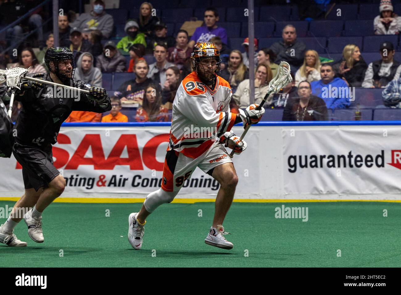 February 26, 2022: Buffalo Bandits forward Chase Fraser (95) carries ...
